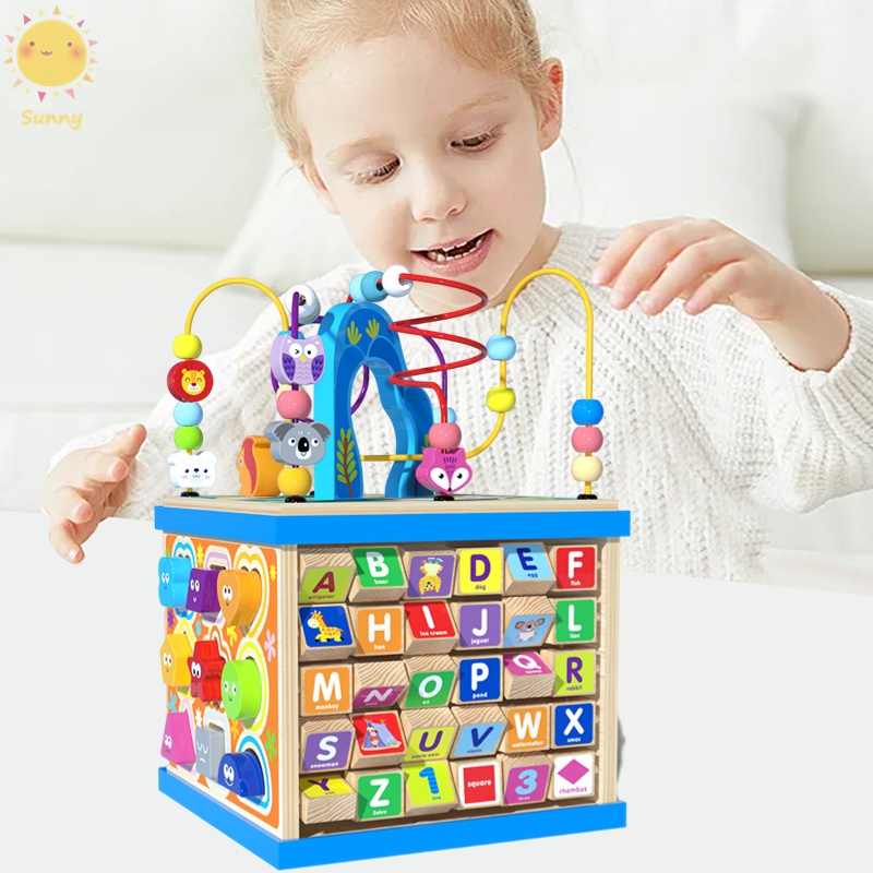 Multi-functional Wooden Math Around Bead Letters Recognition Multicolor ...