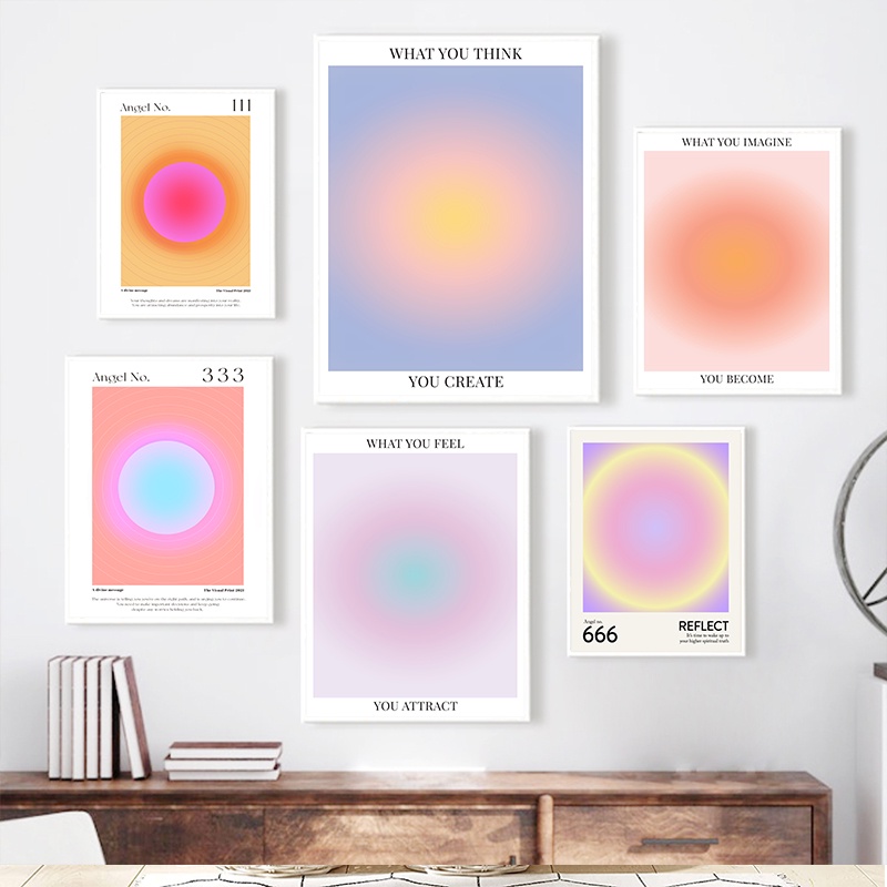 Angel Numbers Gradient Aura Poster and Print Aesthetic Digital ...