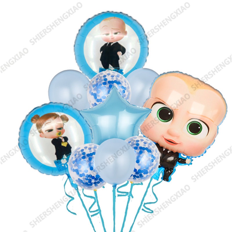 Cartoon Anime Boss Baby Latex Balloon Set 18 inch Foil Balloons Baby ...