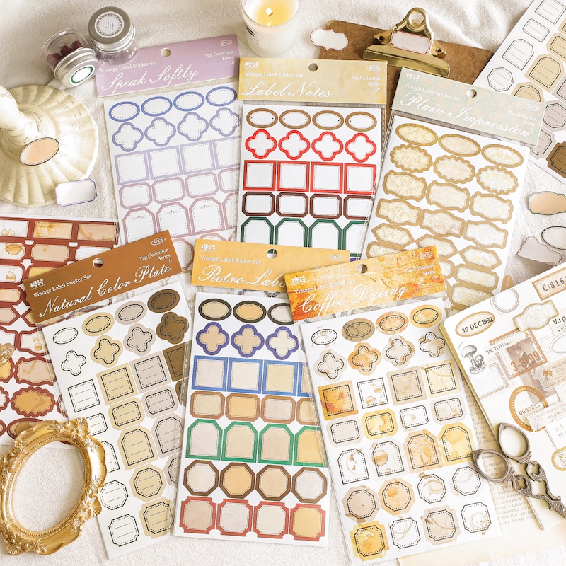 QOUZMO 4pcs/pack Vintage Label Sticker Set[Label Collection Series ...