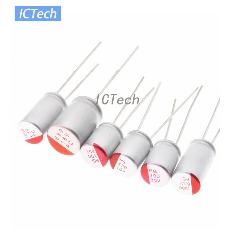 10Pcs Solid Electrolytic Capacitor 6.3V 10V 16V 25V 35V Super Low ESR DIP 100UF 220UF 470UF ...