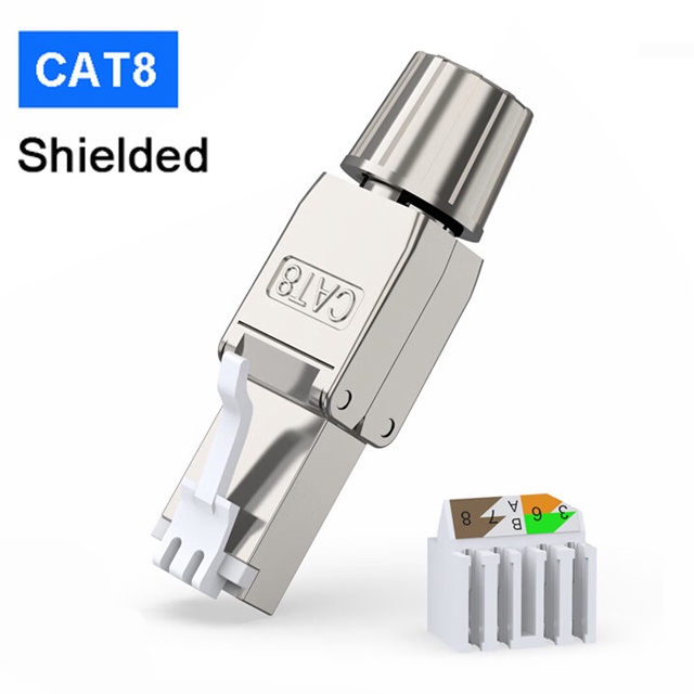 ZoeRax RJ45 Connector Toolless Free Tool CAT8 CAT7 CAT6A CAT6 CAT5E Termination Plugs Shielded ...