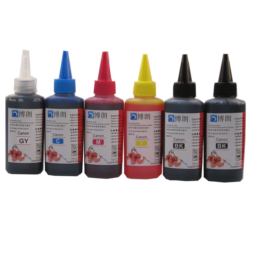 600ml Universal 6 Color PGBK pigment BK C M Y GY dye ink 100ML each ...