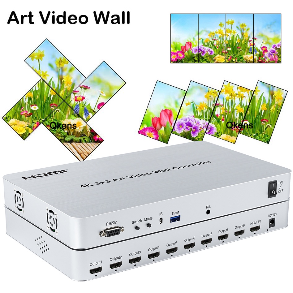 4k 3x3 Art Video Wall Controller 2 3 4 6 8 9 Channel TV Splicer 1x4 4x1 ...