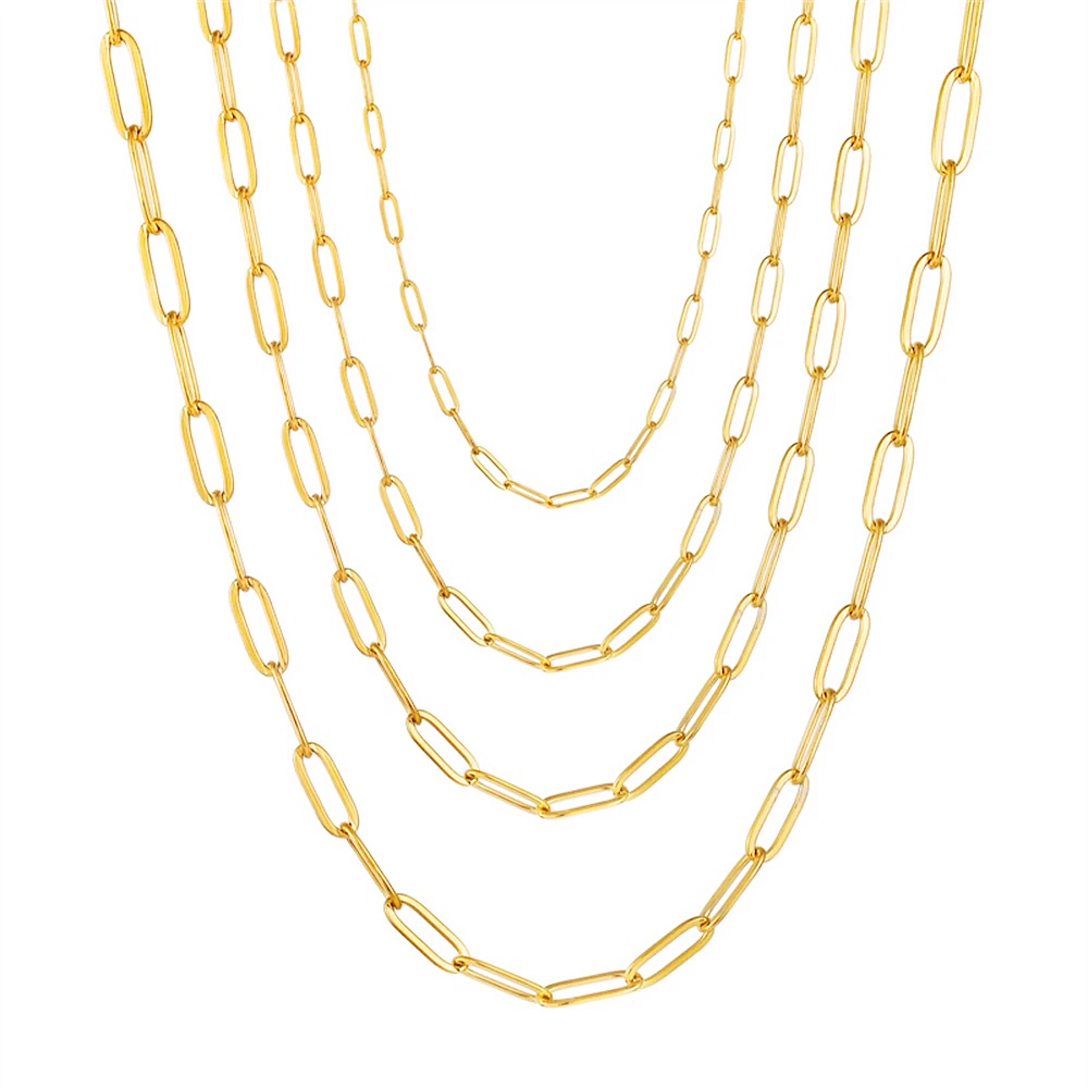 Vnox Paperclip Link Chain Women Necklace,Stainless Steel Gold Color ...