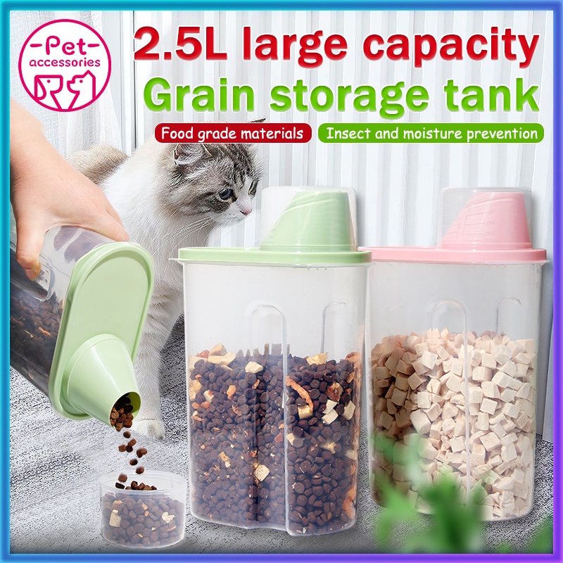2.5L Pet Food Container with Measuring Cup Dog Cat Air Tight Food Container | Shopee Philippines