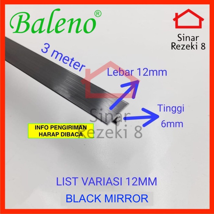 HITAM List of variations T 12 mm BLACK MIRROR / Gloss Aluminum Lis ...