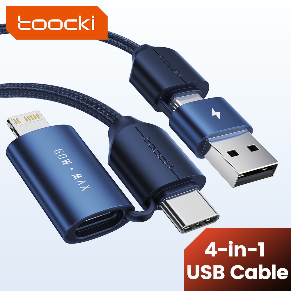 Toocki 4-in-1 Fast Charging Data Cable 60W USB/type C To Type C/1OS ...