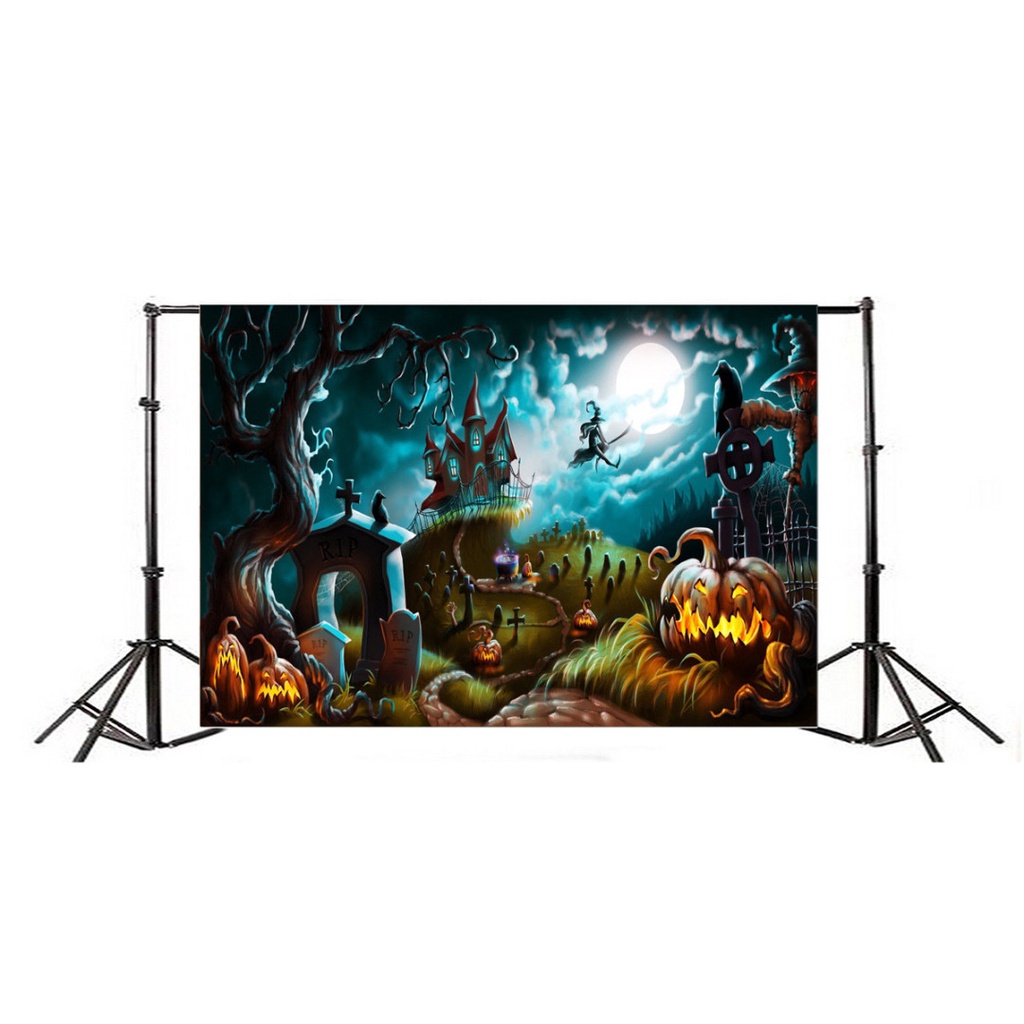 7x5ft Halloween Pumpkin Haunted House Vinyl Photography Background ...