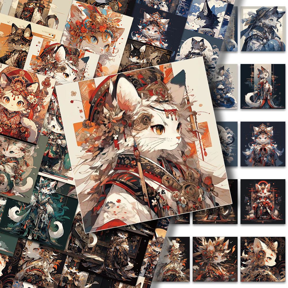 Secret Peking Opera Cat 124 Sticker Popular Ancient Chinoiserie Cartoon ...