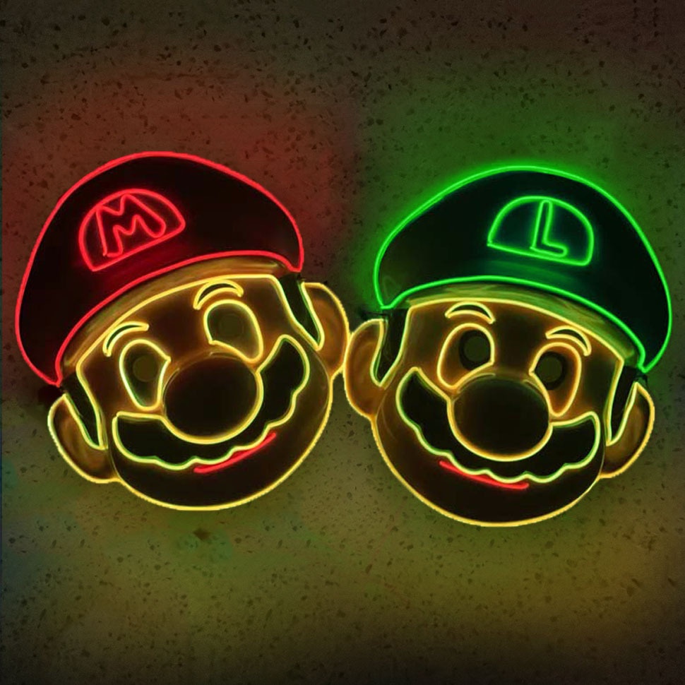 Light Up Led Mario Mask Super Mario Brothers Luigi Nintendo Video Game ...