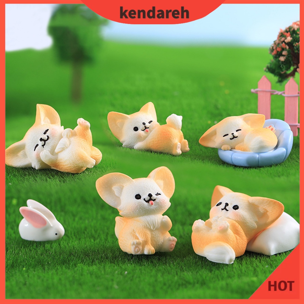 COD| 2Pcs Resin Table Fox Statue Home Decor Miniature Fennec Fox Table ...