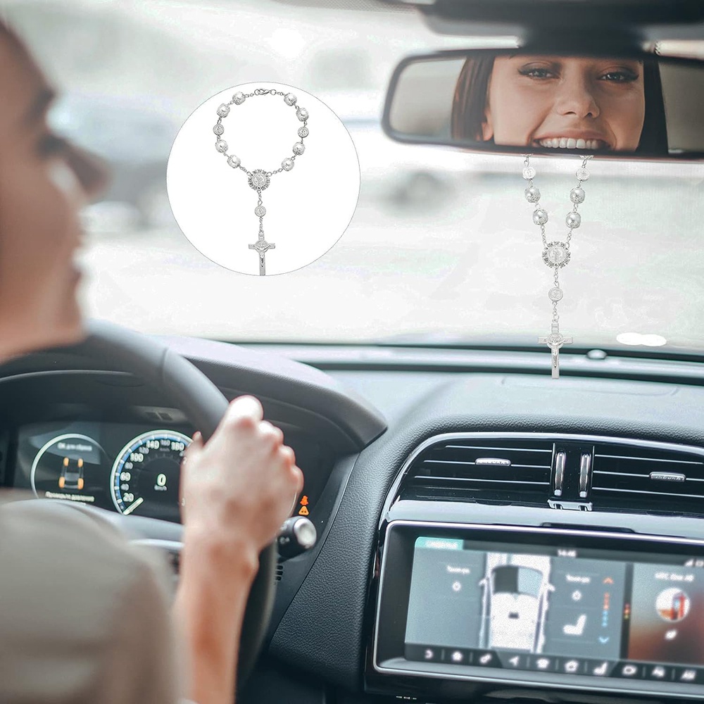 1Pcs Rearview Mirror Auto Rosary Hanging Personalized Car Cross ...