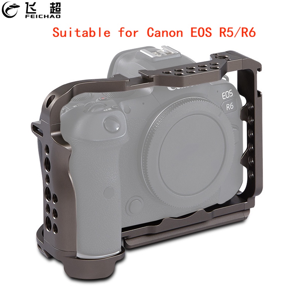 FEICHAO Aluminum Alloy Camera Cage for Canon EOS R6 R5 Protective Frame ...