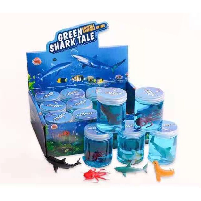 3pcs SHARK Sea Animals SLIME creative crystal mud marine animal crystal ...