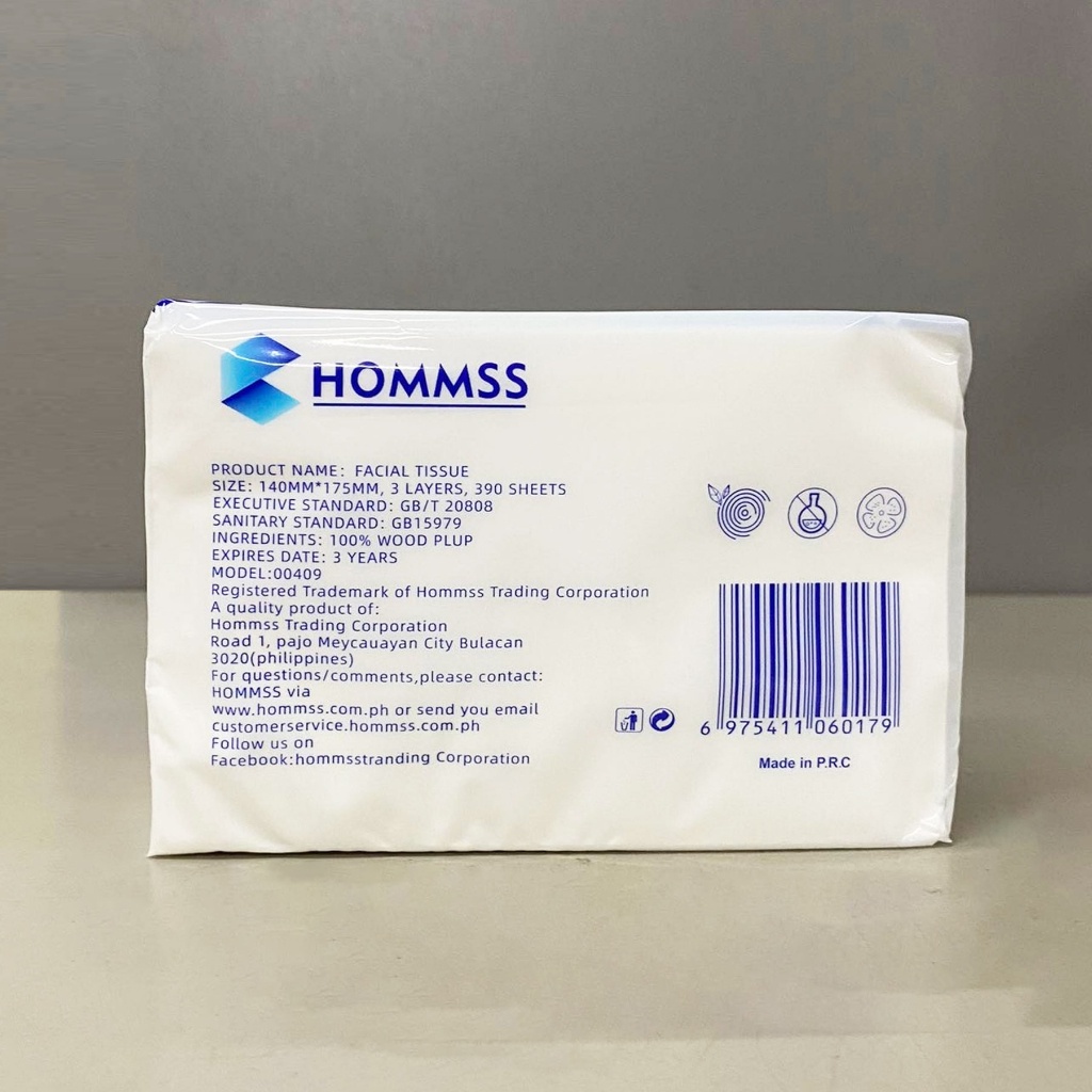 FT-00409 12PCS/Pack 100% Wood Plup Disposable Facial Tissue 390 Sheets ...