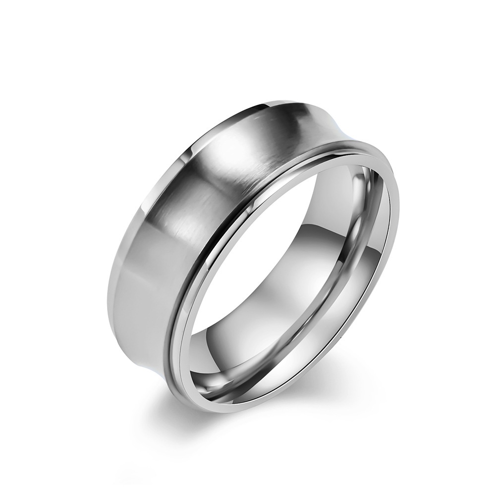 Simple Concave Arc Titanium Steel Rotating Ring for Men and Women's ...