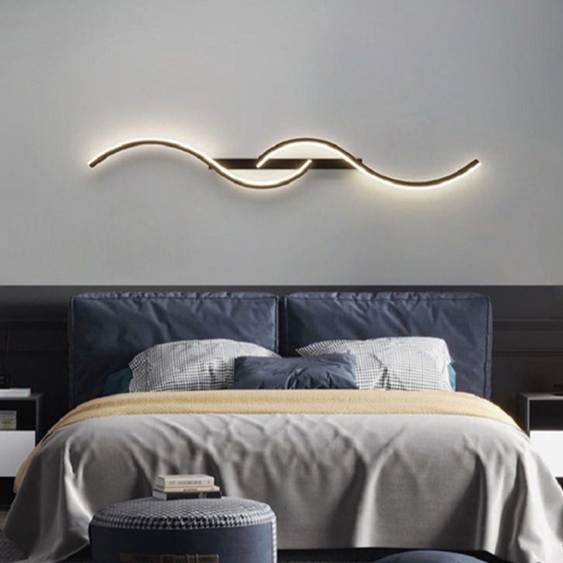 Nordic Long Strip Wall Lamp Bedroom Bedside Lamp Room Background Wall ...
