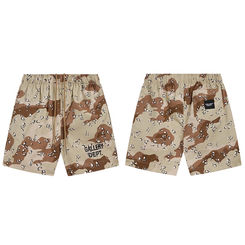 GALLERY DEPT Desert Camo Shorts Letter LOGO Printed Shorts Pure Cotton ...