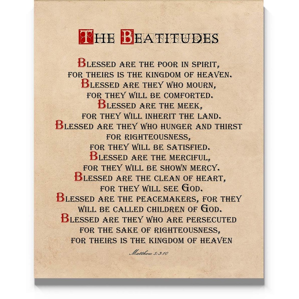Beatitudes Wall Art Print X Matthew Sermon On The Mount Bible Quote Un ...