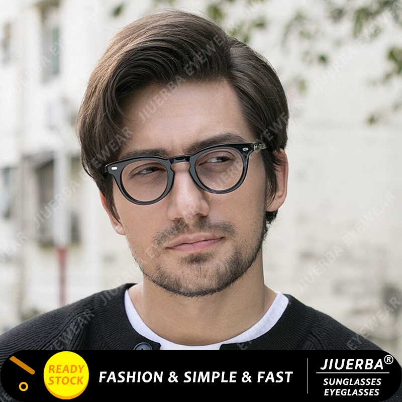 (JIUERBA) Black Frame Eyeglasses for Men Vintage Fashion Small Frame ...