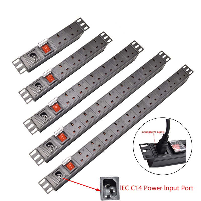 C14 power input PDU rack mounted power distribution unit UK three pin ...