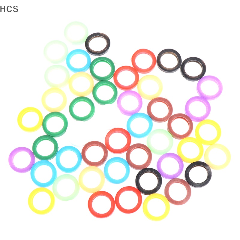 HCS 50Pcs Hollow Multi Color Rubber Soft Keys Locks Cap Topper Keyring ...