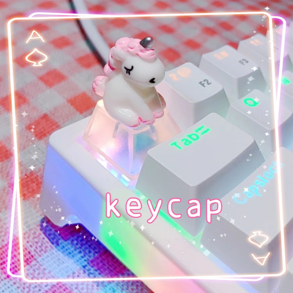 Cute Keycap Unicorn Pink Translucent For Mechanical Keyboard Handmade ...