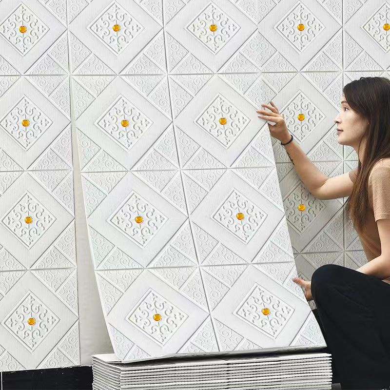 3D Wallpaper Adhesive Wall Decor dinding Waterproof Foam Sticker Wall ...