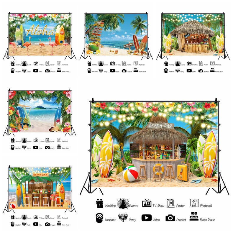 3D Summer Birthday Party Backdrop Kids Cake Smash Photography Air ...