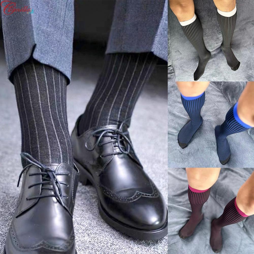 【CAMILLES】1 Pairs Mens Ribbed Dress Socks Fashion Casual Striped ...