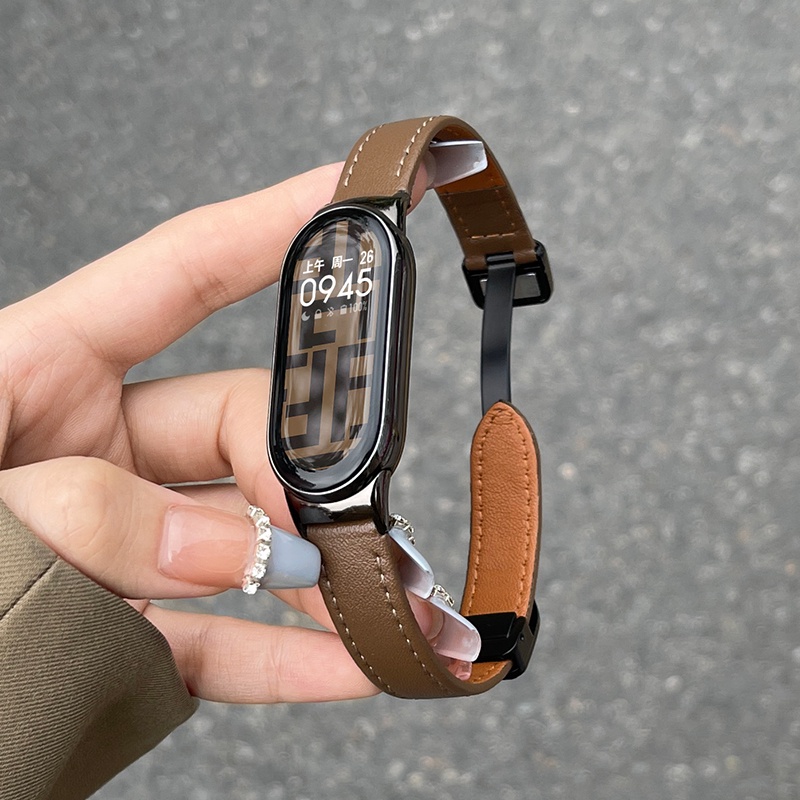 Leather Strap For Xiaomi Band 10 9 8 7 6 5 4 3 Magnetic Buckle Replace ...