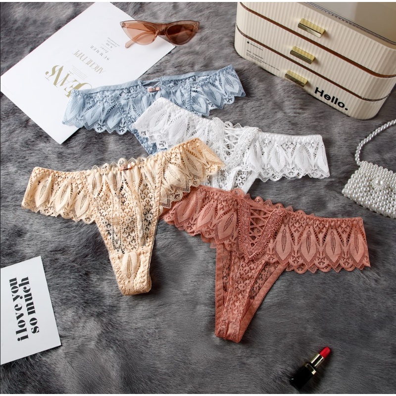 Woman Thongs Lace Panties Low Waist Panty Transparent Plus Size ...