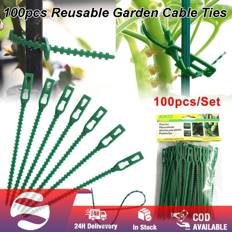 100pcs Reusable Garden Cable Ties Plant Support Shrubs Fastener Tree ...