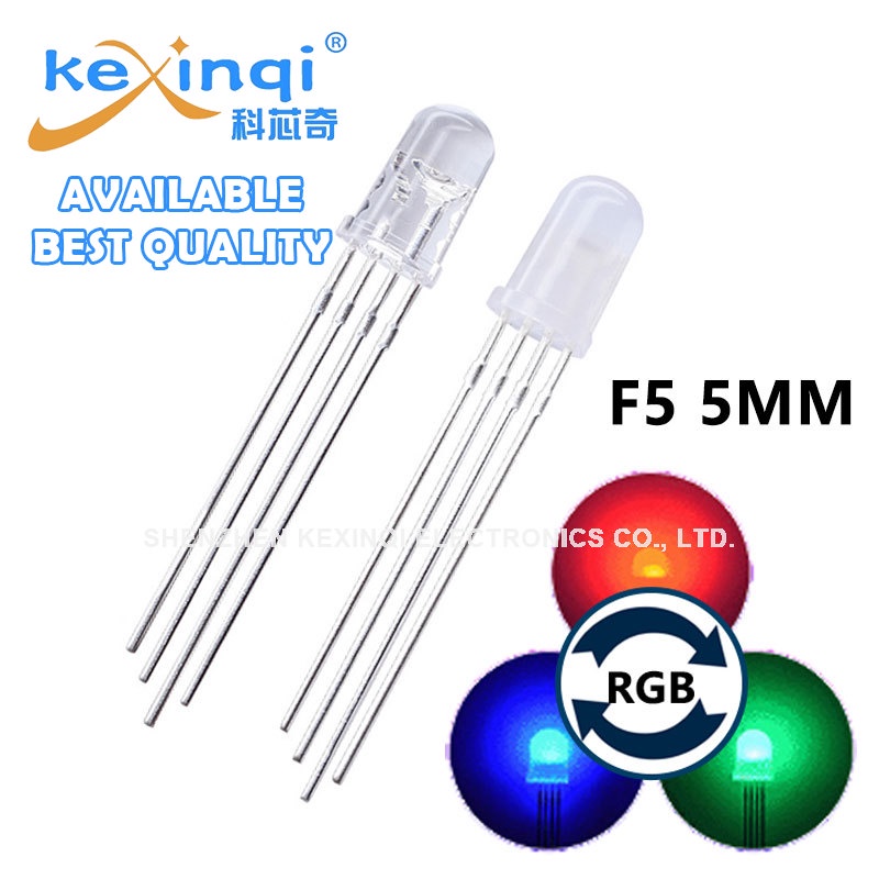 100pcs Multicolor 4pin F5 5mm RGB Led Emitting Diode Light Red Green ...