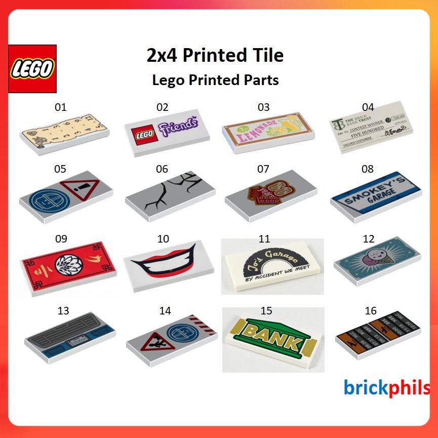 Lego Printed Parts - 2x4 Printed Tile | Shopee Philippines