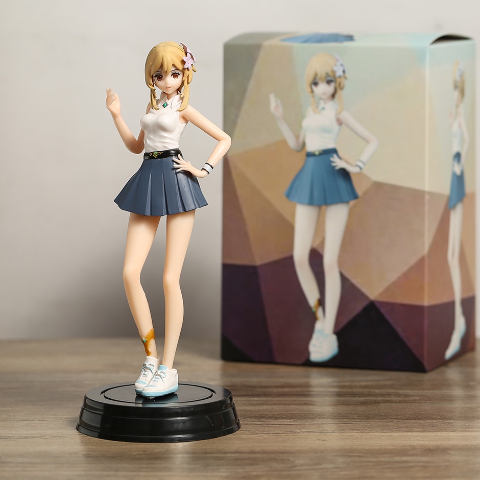 20cm Anime Figural Genshin Impact Lumine PVC Model Figure Doll Desktop ...