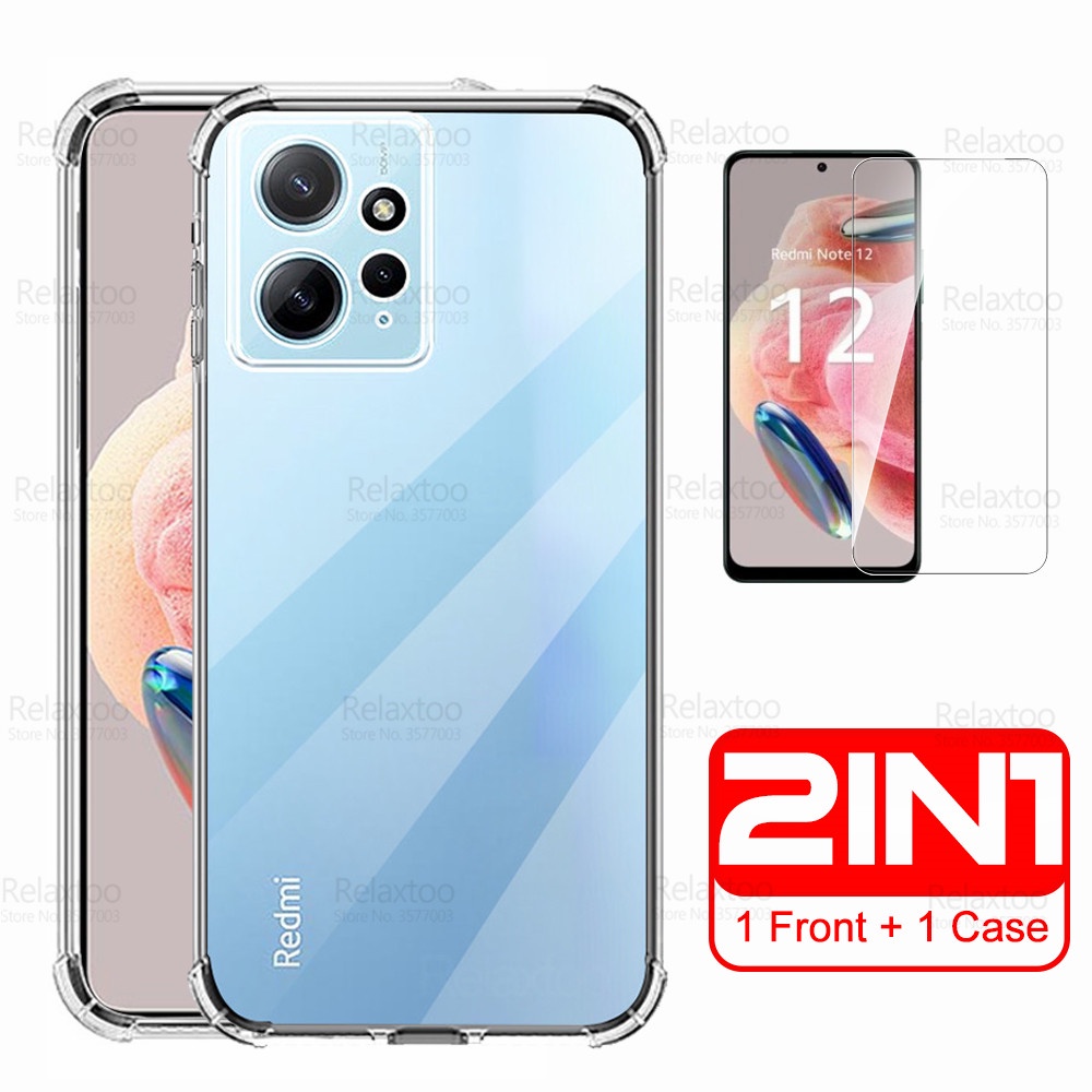 For Xiaomi Redmi Note 12 4G Case 2in1 Transparent Soft Cover Protective ...