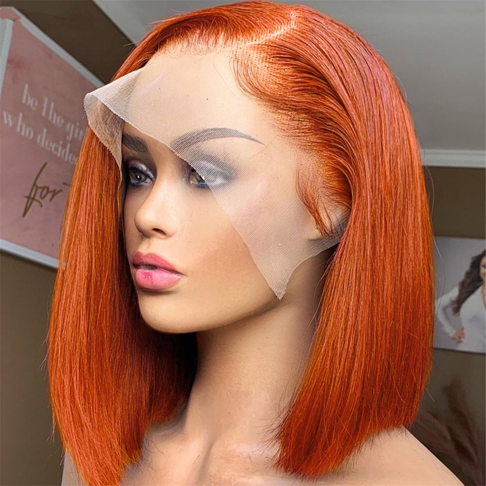 Ginger Bob Lace Frontal Wig 13x4 Lace Frontal Wig Colored Human Hair ...