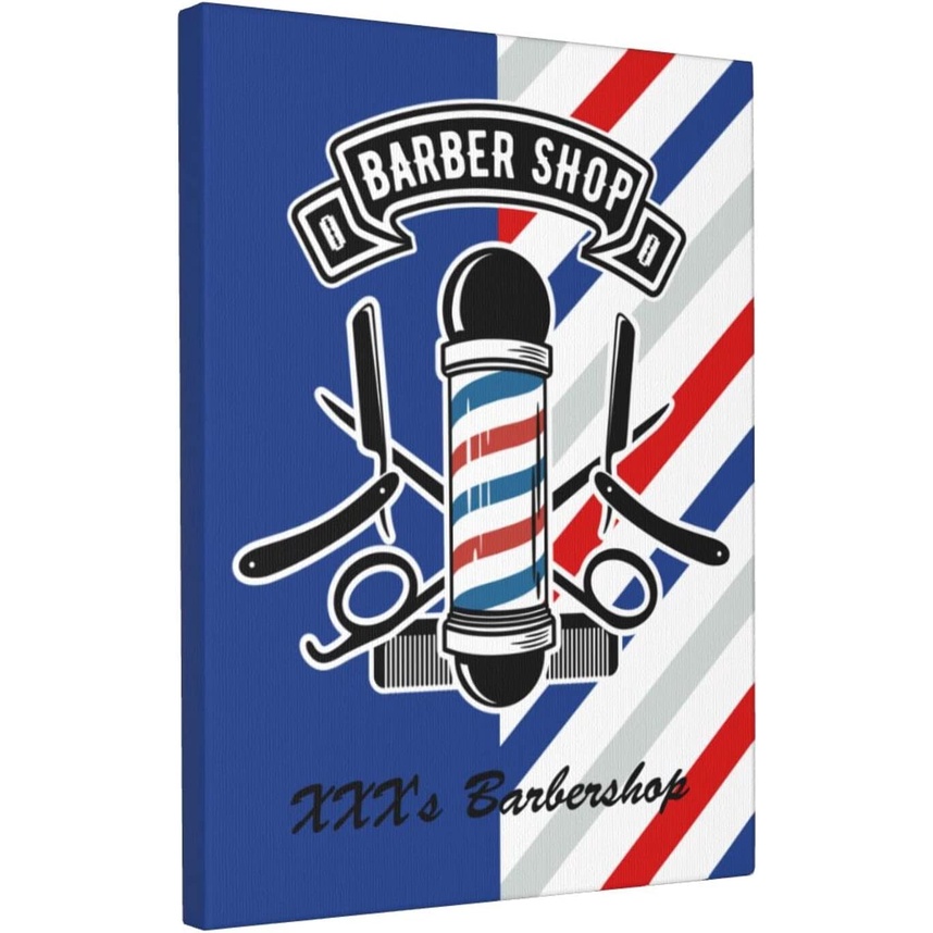 Custom Barber Shop Canvas Wall Art Personalized Photo Logo Text Barber ...