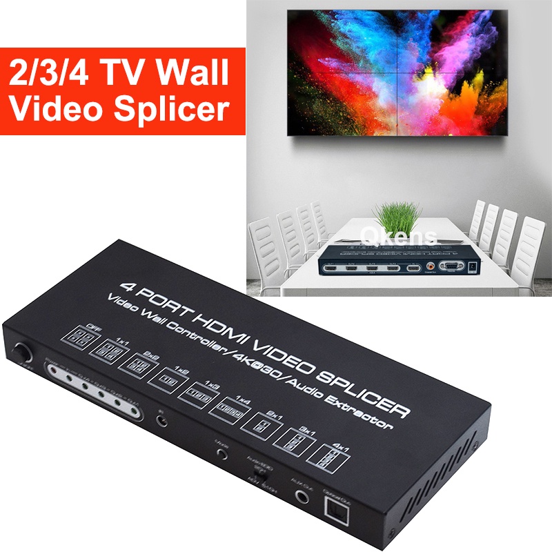 4K 2X2 Video Wall Controller Multi Screen Processor TV Splicer 1x2 1x3 ...