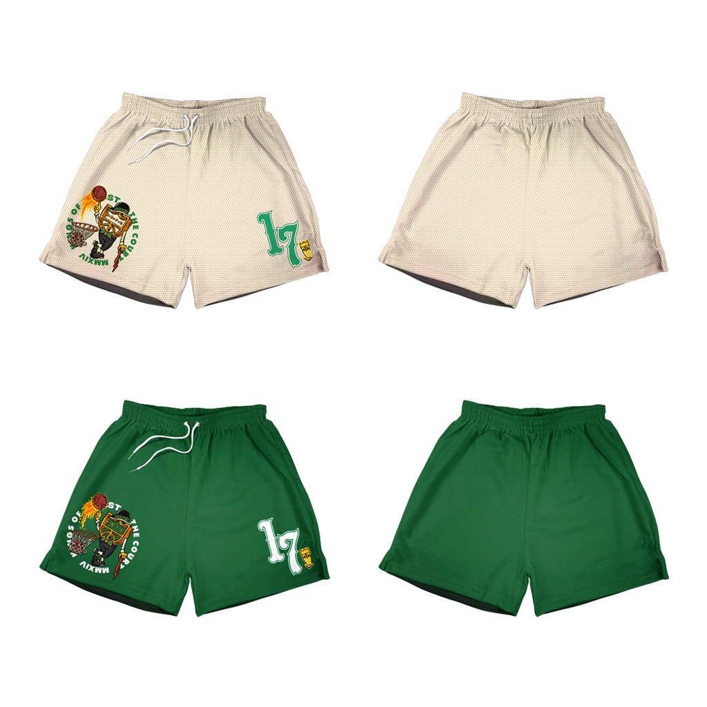 KOTC Beantown Basketball Needle Eye Shorts, Cream and Lucky Green ...