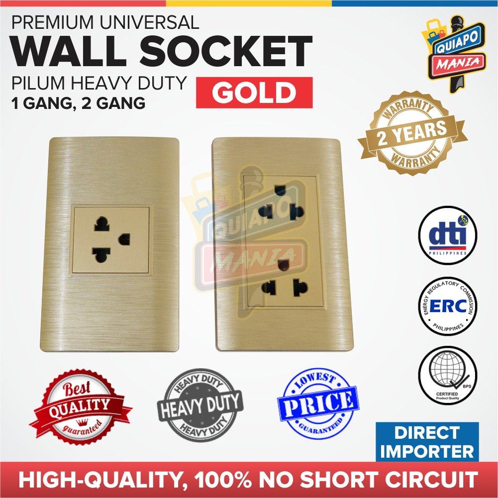 Universal Wall Socket Premium 1, 2 Gang GOLD Wide Series (2 YEARS ...