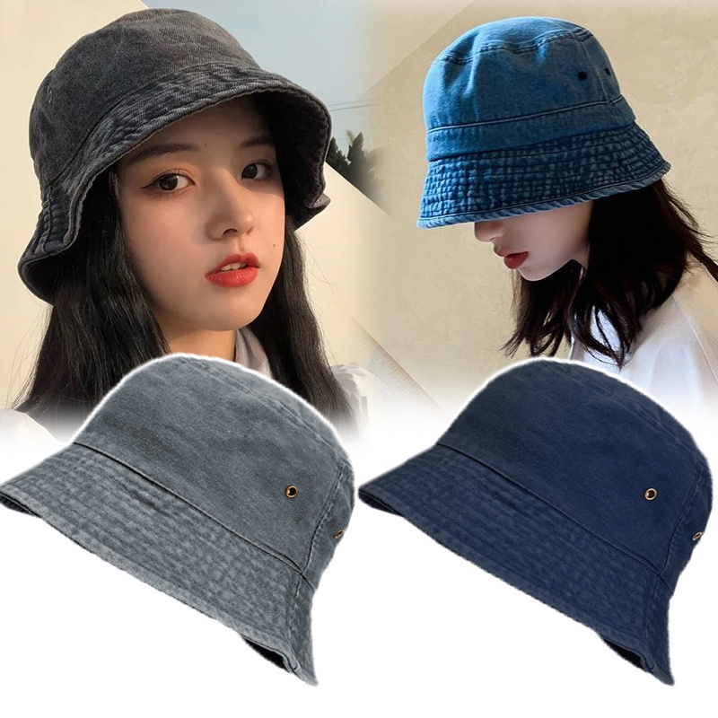 Summer Soft Breathable Wide Brim Bucket Hats Women Men Retro Foldable ...