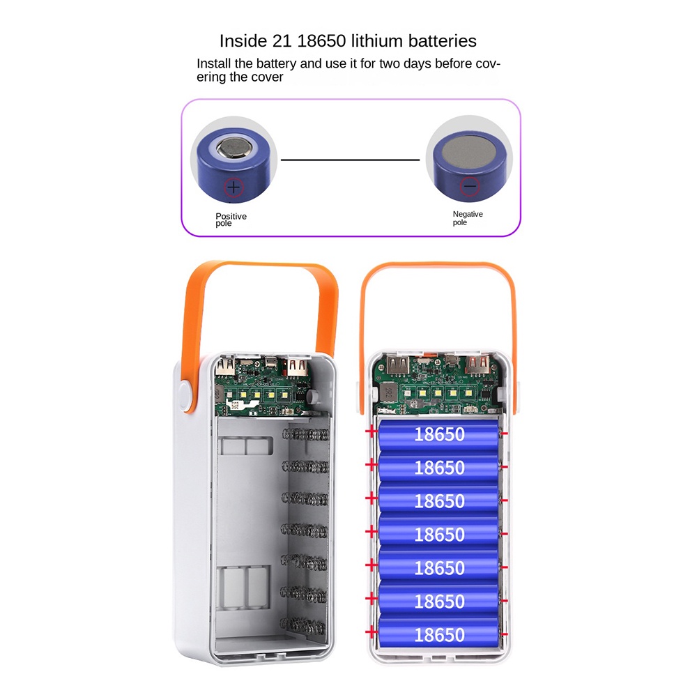 21*18650 Battery Storage Box Fast Wireless Charging Power Bank Case ...