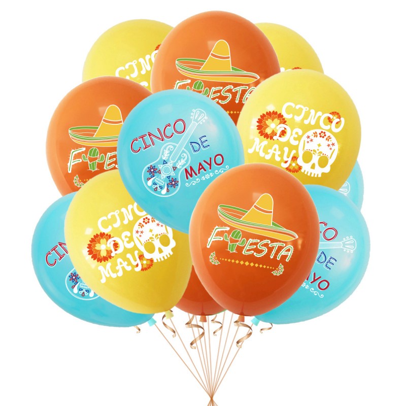 20Psc 12Inch Mexican Carnival Latex Balloon Cinco De Mayo Pattern ...
