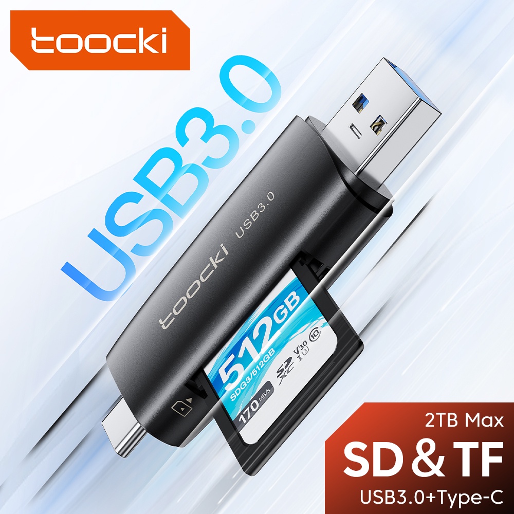 Toocki 2-in-1 USB3.0 Card Reader Type C USB To Micro SD TF 2TB Adapter ...