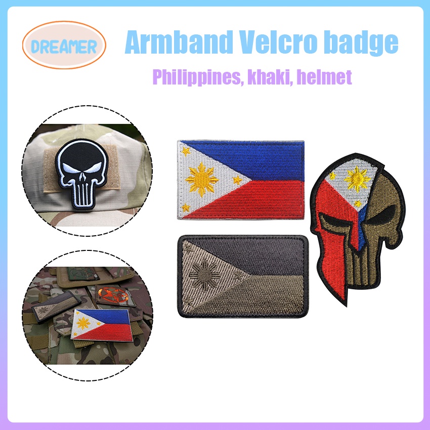 Philippines Flag Embroidery Patch Punisher Skull Shield Armband Morale Patch Embroidered Cloth ...