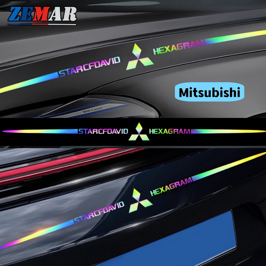 1Pc Mitsubishi Logo Sticker Laser Reflective Colorful Car Accessories ...
