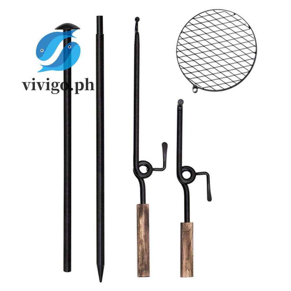 Heavy Duty Swivel Campfire Cooking Grill Grate Over Fire-Pit BBQ Stand ...